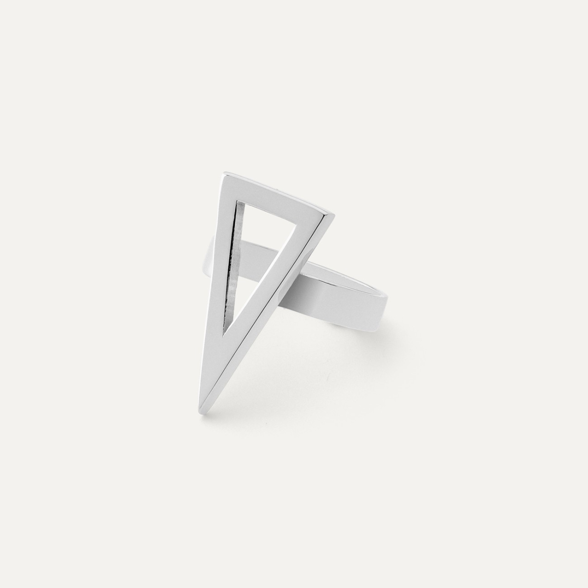 Geometric triangle ring, silver 925, platinum-plated - Platinum plating